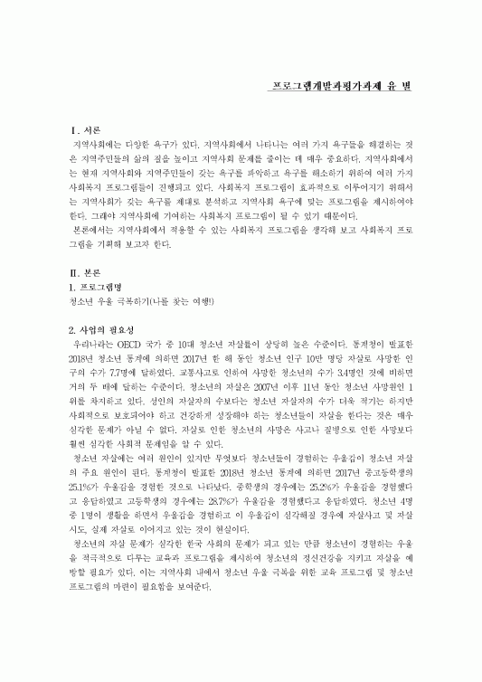 [사회복지] 프로그램개발과평가