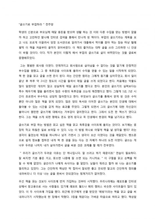 부업의 글쓰기 독후감