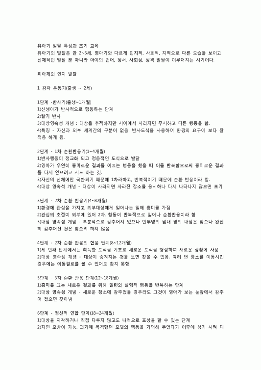 유아기 발달 특성과 조기 교육