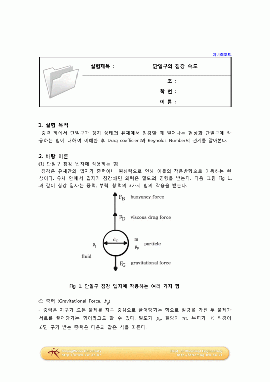 단일구의 침강속도 실험_예비레포트