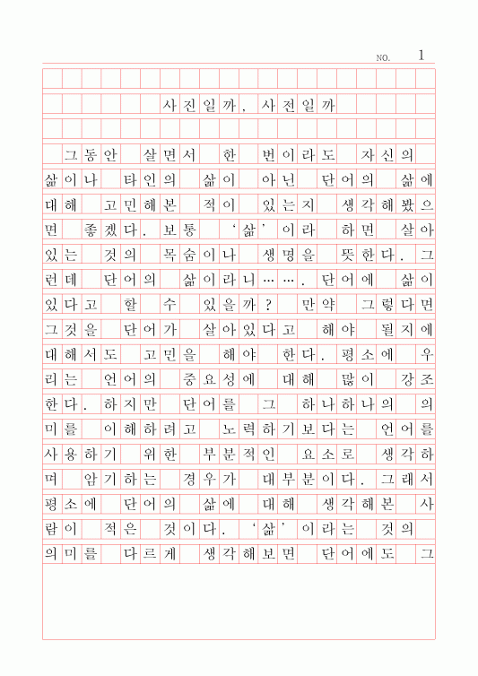 단어의 삶 비평문