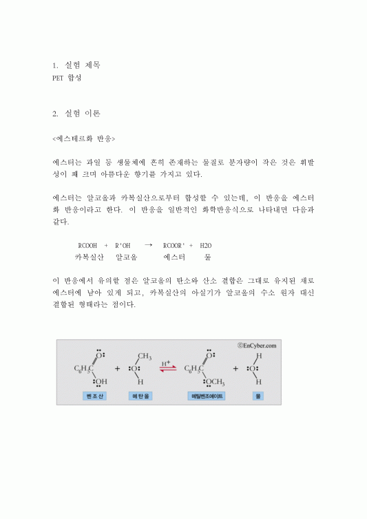 PET의 합성 레포트 자료