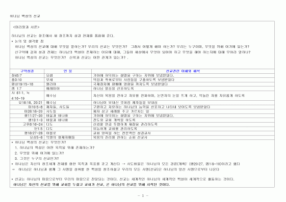 크리스토퍼 라이트 하나님 백성의 선교 장별 정리