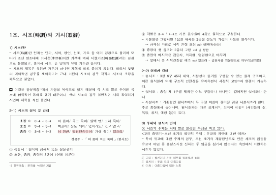 고전문학 시조와 가사에 대한 조사 자료