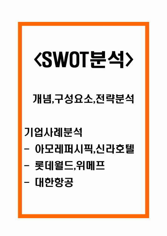 SWOT분석 개념 전략분석과 기업들의 SWOT분석 사례연구
