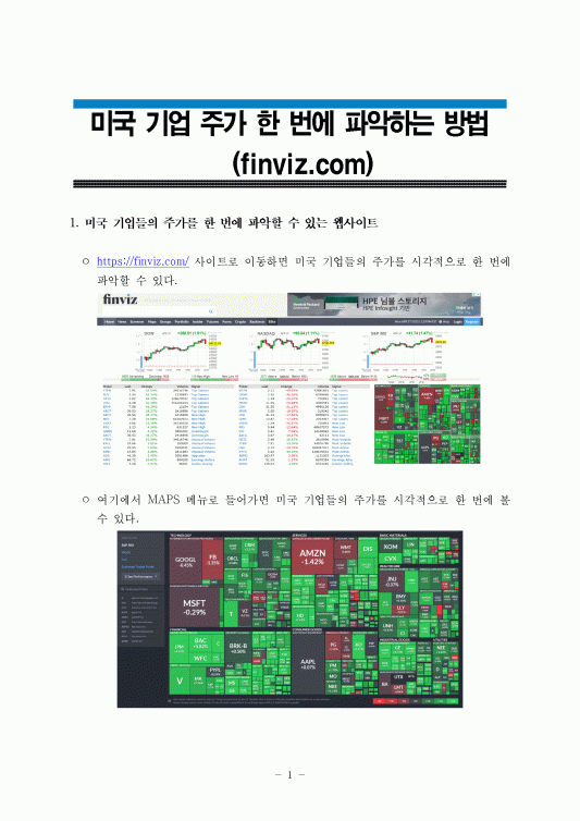 미국 기업 주가 한 번에 파악하는 방법 (finviz.com)