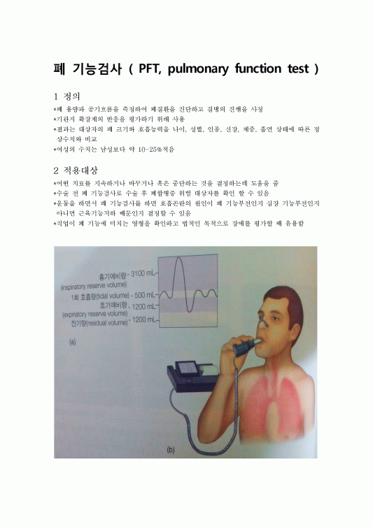 폐 기능 검사 (PFT, pulmonary function test)