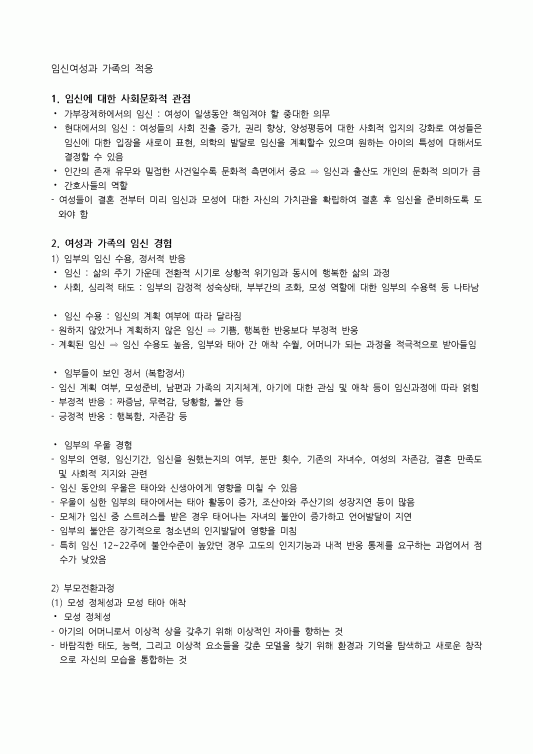 임신여성과 가족의 적응