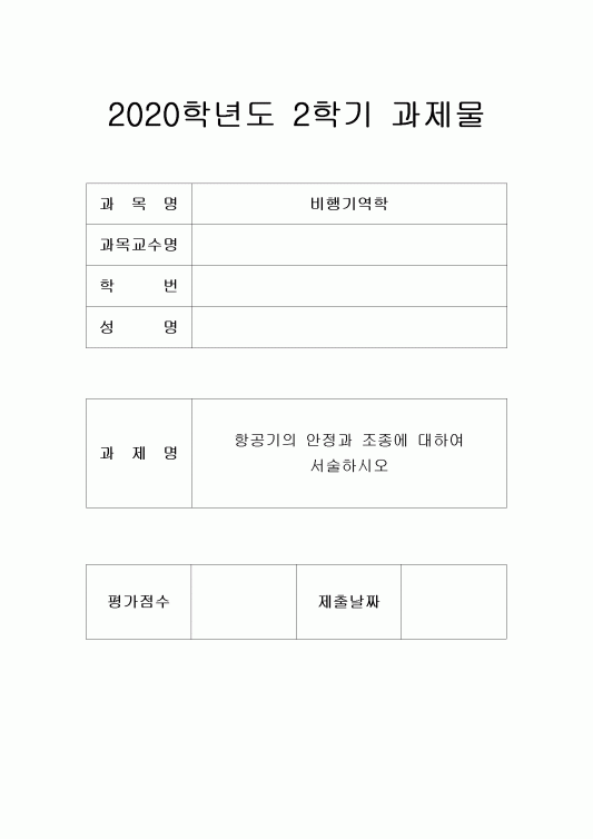 [공학/컴퓨터/통신] 항공기의 안정과 조종에 대하여 서술하시오.
