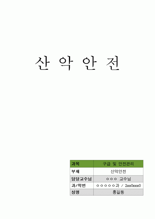 산악안전 레포트 자료