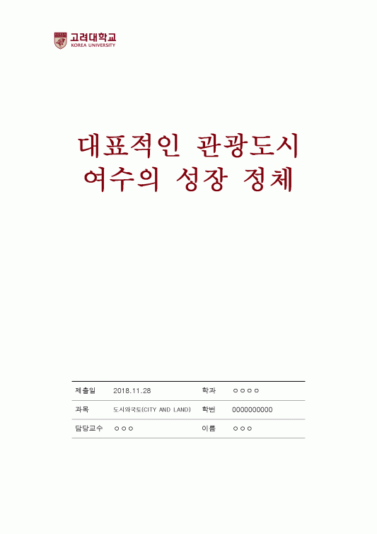 대표적인 관광도시 여수의 성장 정체