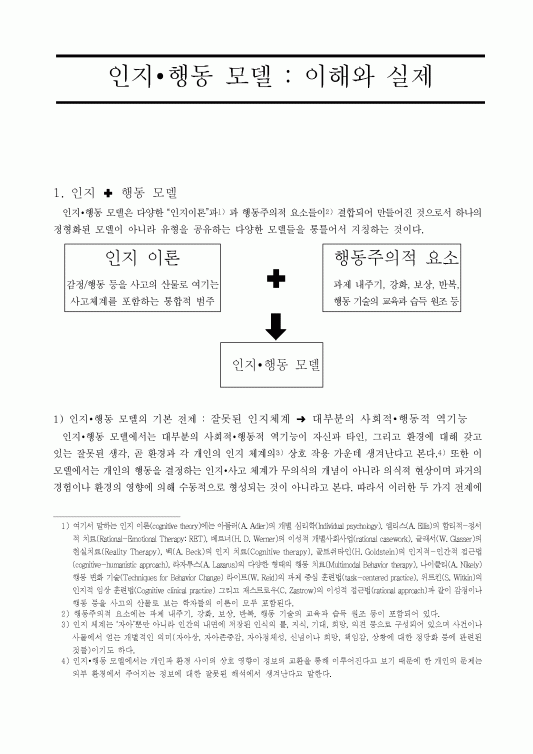 인지 행동 모델 - 이해와 실제