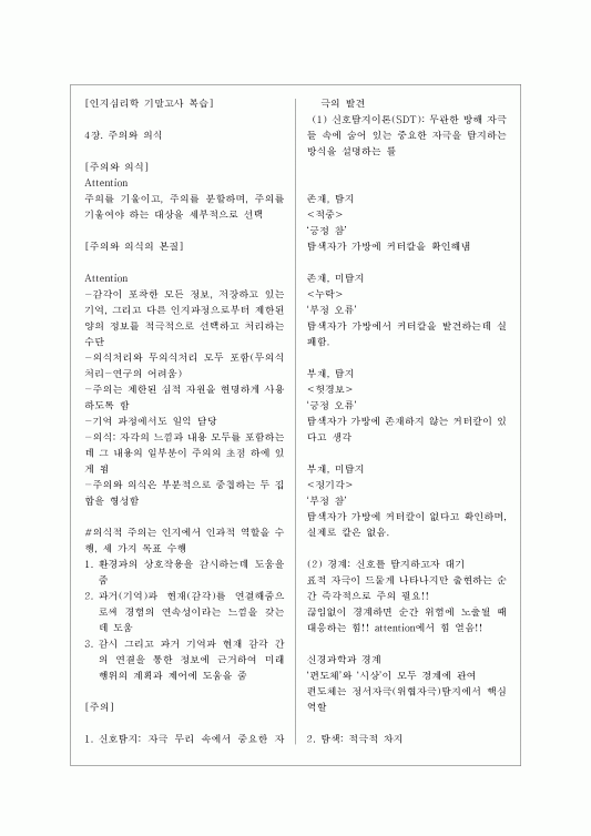 인지심리학 기말고사 정리 자료