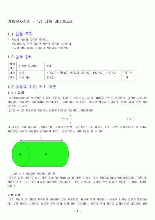 1장 저항 예비