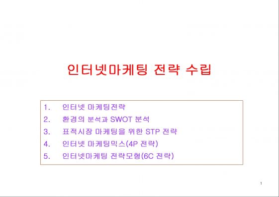 인터넷 마케팅 전략수립