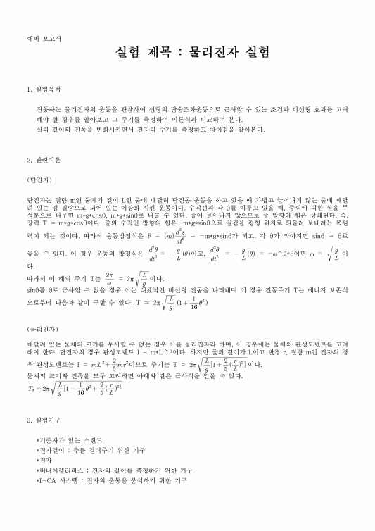 물리진자 실험