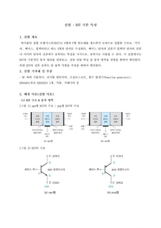 실험 - BJT 기본특성 보고서