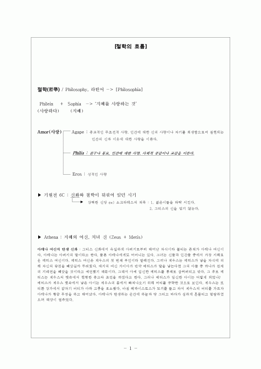 철학의 흐름_[고대~현대 철학 개관사 요약]