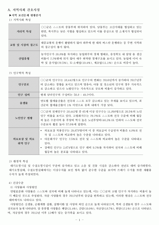 [지역사회] 지역사회 보건사업계획서