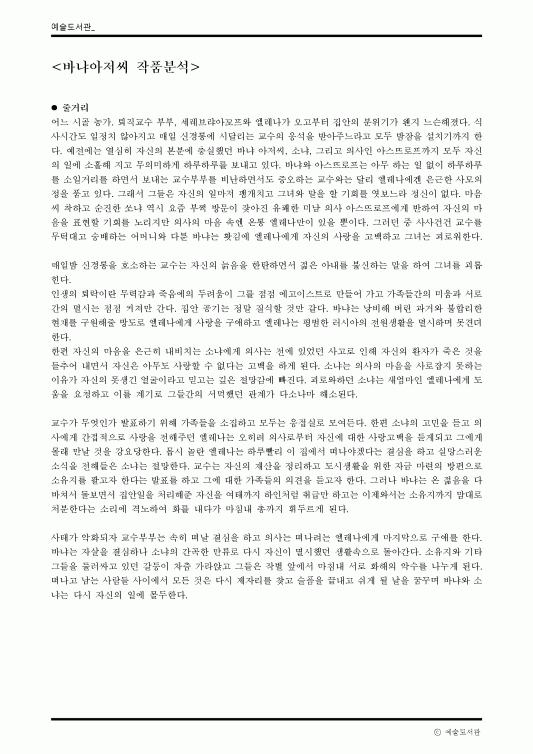 안톤 체호프 바냐아저씨 작품분석과 동시대성