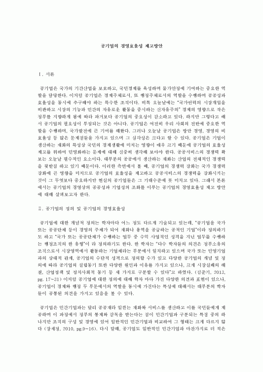 공기업의 경영효율성 제고방안