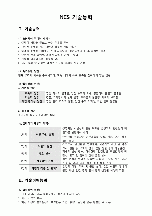 NCS 기술능력 레포트 자료
