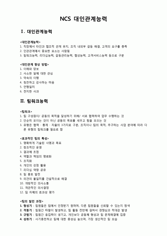 NCS 대인관계능력