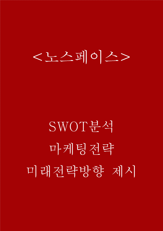 노스페이스 SWOT분석과 마케팅전략 사례연구 및 노스페이스 미래전략방향 제시