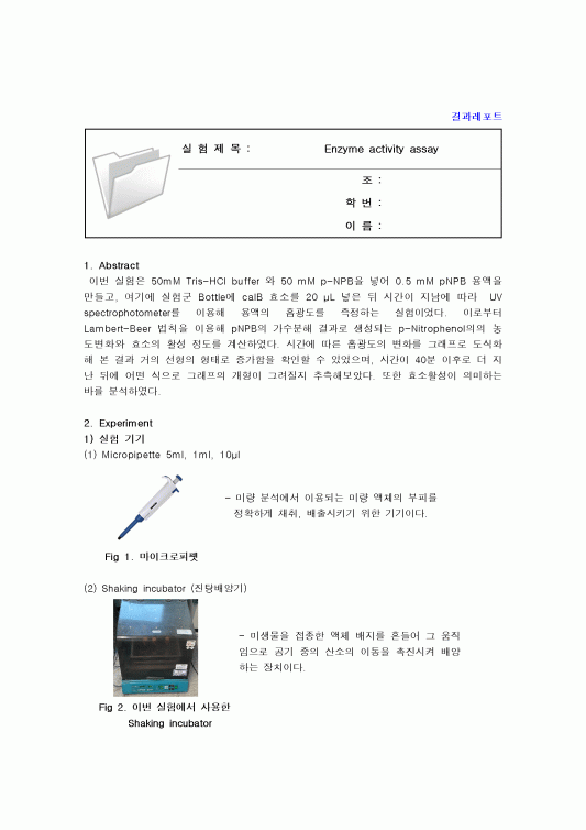 효소의 활성 실험_Enzyme activity assay_결과레포트