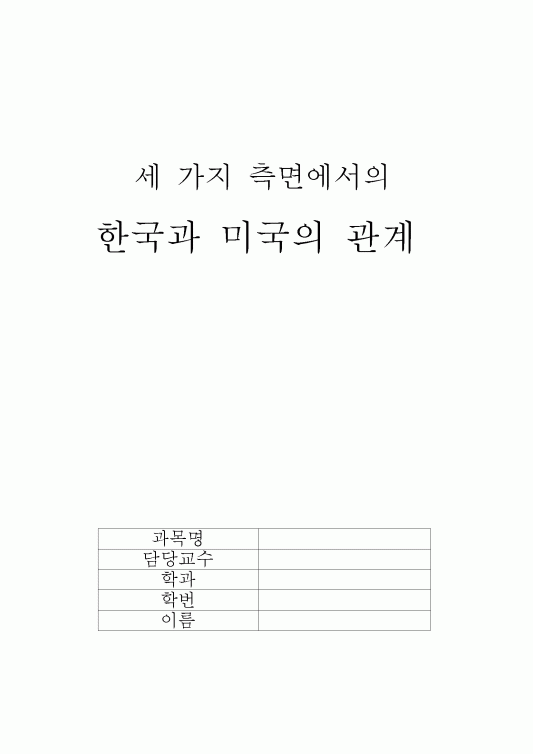 세 가지 측면에서의 한국과 미국의 관계