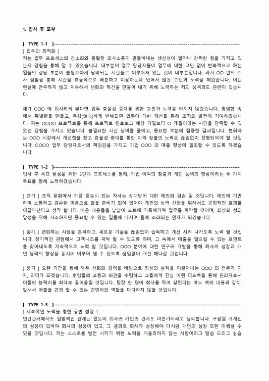 [합격 확률을 높여주는] 자기소개서 입사 후 포부 예시 30종