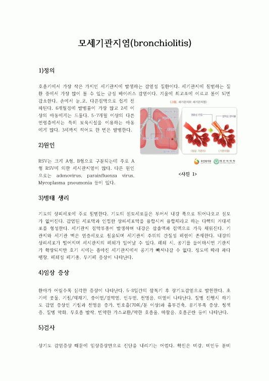 모세기간지염(bronchiolitis) 질병고찰(질병연구, 문헌고찰)