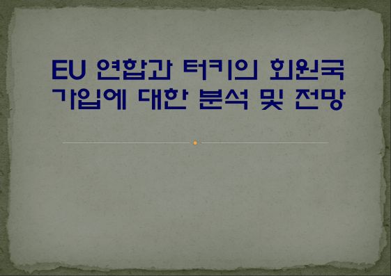 EU 연합과 터키의 회원국 가입에 대한 분석 및 전망