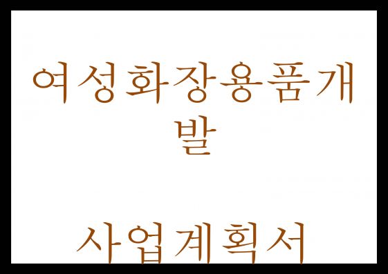 올인원 아이메이크업 제품개발 사업계획서