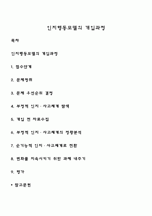 인지행동모델의 개입과정