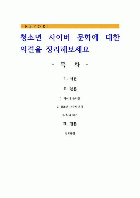 청소년 사이버 문화에 대한 의견을 정리해보세요