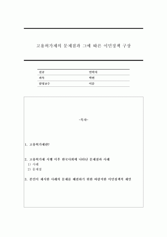 고용허가제 시행 이후 한국사회에 나타난 문제점과 사례에 대해 서술하시오. 또한, 본인이 제시한 사례의 문제를 해결하기 위한 바람직한 이민정책적 제언을 서술하시오.