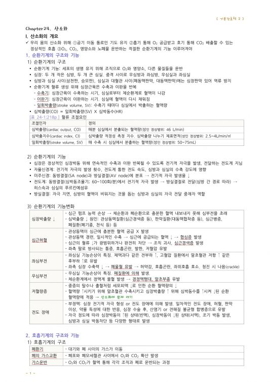 필기 정리-기본간호학 2-산소화