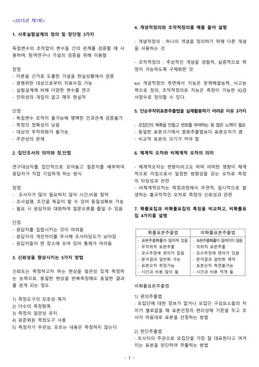 사회조사분석사 2급 필답형 예상질문