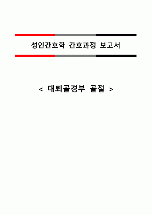 성인 정형외과(골절-대퇴골경부) case 자료(간호진단, 과정 3가지)