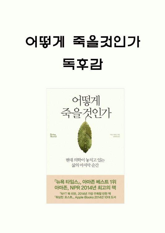 어떻게 죽을것인가 책소개 및 가장 인상깊었던 구절과 어떻게 죽을것인가 작가의 메시지분석 및 읽고 느낀점 - 어떻게 죽을것인가 독후감,서평