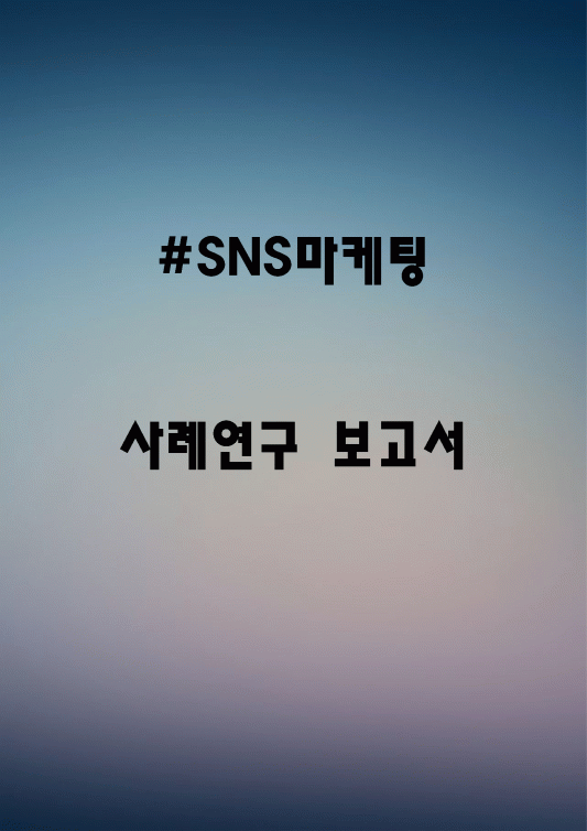 SNS마케팅 국내,해외기업 사례분석 및 SNS마케팅 효과분석과 성공방안 연구