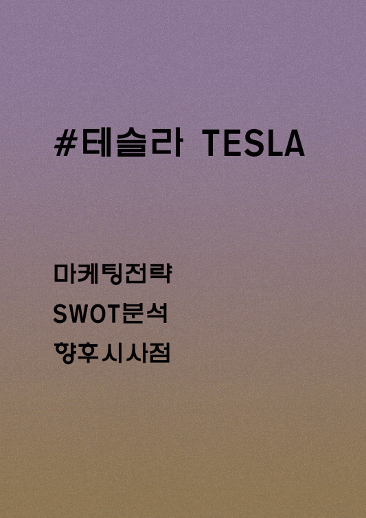 테슬라 마케팅전략 사례분석과 SWOT분석 및 향후시사점