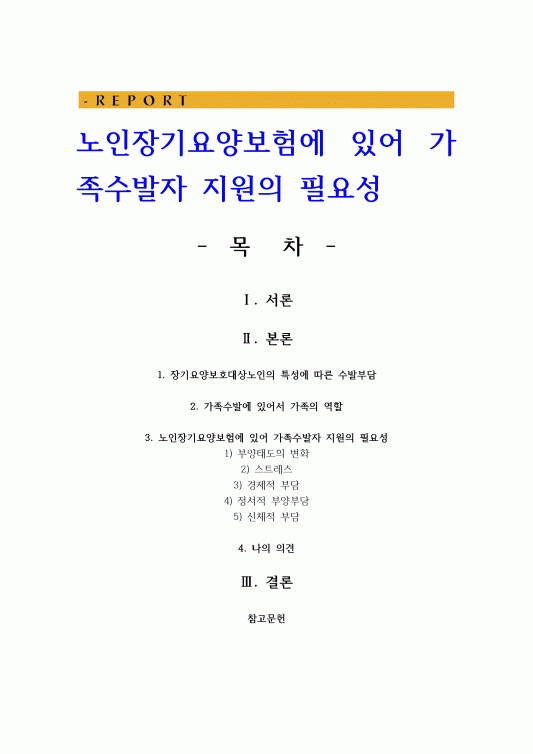 노인장기요양보험에 있어 가족수발자 지원의 필요성