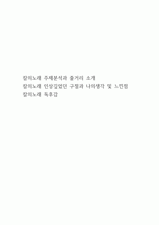 칼의노래 주제분석과 줄거리 소개 / 칼의노래 인상깊었던 구절과 나의생각 및 느낀점 / 칼의노래 독후감