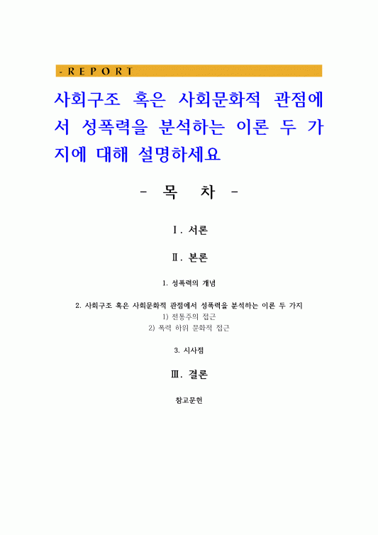 사회구조 혹은 사회문화적 관점에서 성폭력을 분석하는 이론 두 가지에 대해 설명하세요