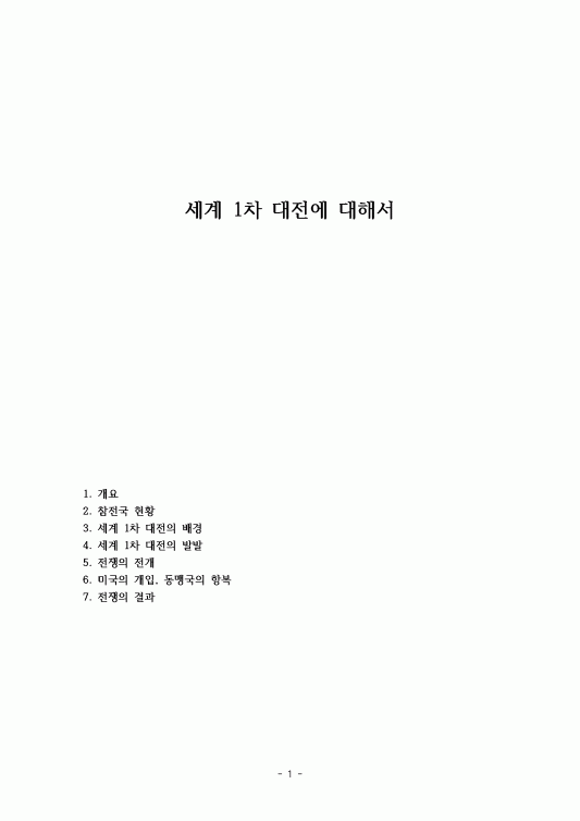 세계 1차 대전에 대해서