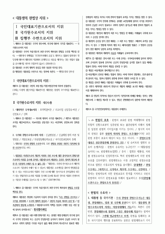 객관식 헌법(5급, 7급, 법무사 등) 대비 대통령 파트 정리