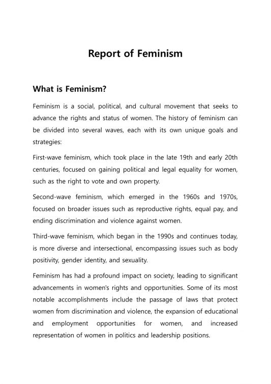 Report of Feminism