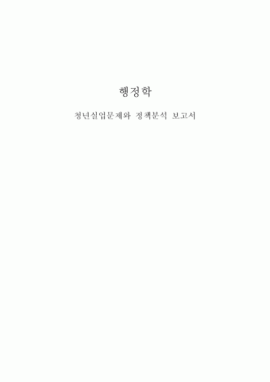 청년실업문제와 정책분석 및 평가보고서